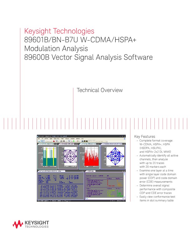 89601B/BN-B7U W-CDMA/HSPA+ Modulation Analysis 89600B Vector Signal Analysis Software PDF Asset ...